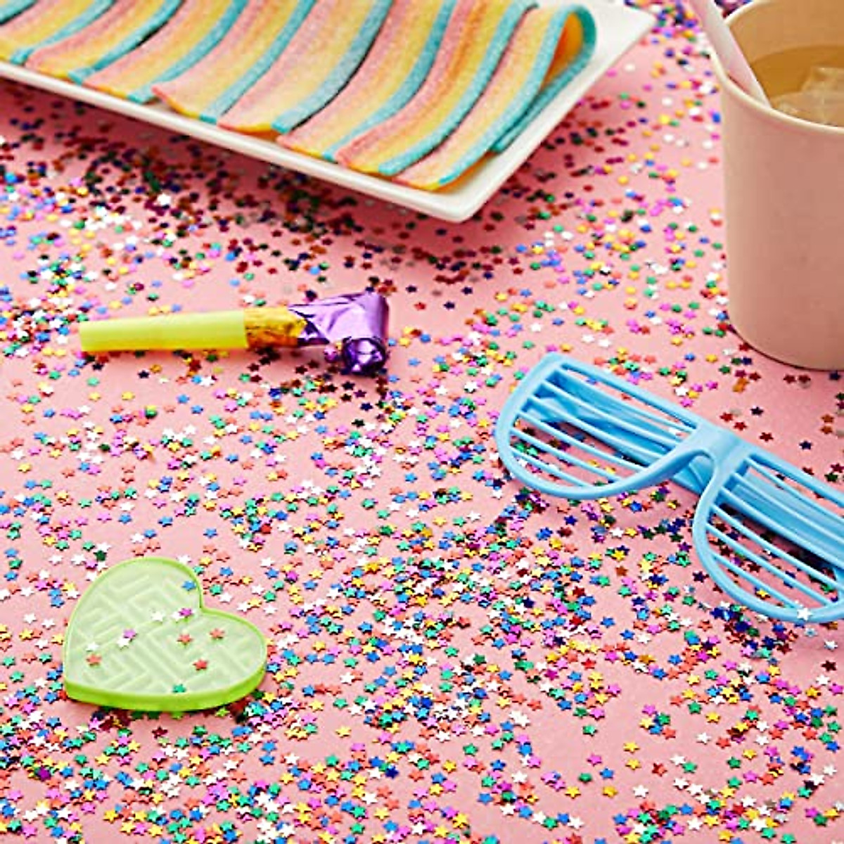 7 Ounces Rainbow Star Confetti for Table, Metallic Glitter Foil for Birthday, Balloons, Arts & Crafts, Wedding (0.1 In)