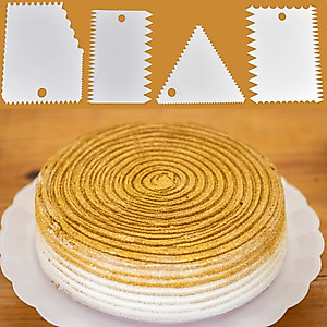 Jzszera Cake Scraper Cake Decorating Tools, 7 Pcs Dough Scraper Bowl Scraper Cutters Flexible Cake Icing Smoother for Cake Bread Dough Multipurpose Food