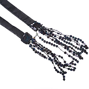 Women's Sequin Tassel Skirts Sparkly Rave Fringe Hip Scarf for Festival Costume(Black)