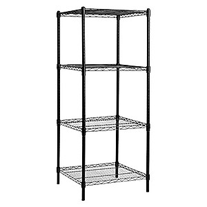 HollyHOME 4 Shelves Adjustable Steel Wire Shelving Rack, Metal Heavy Duty Storage Shelf, Bathroom Storage Tower Kitchen Shelving, 60 * 60CM