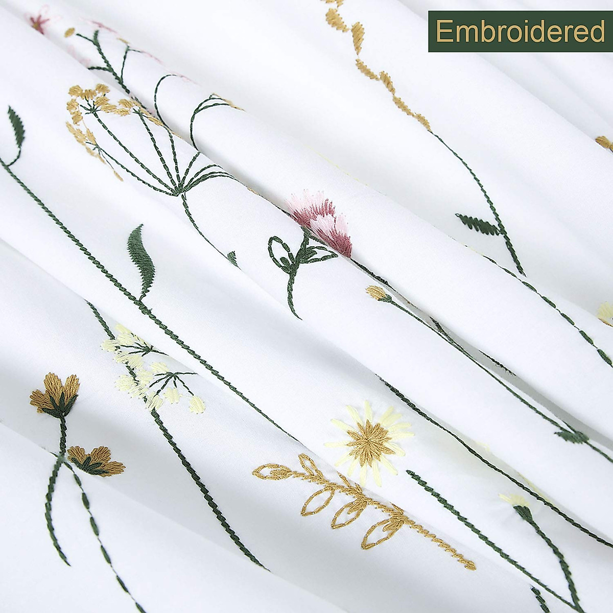 YINFUNG White Flower Duvet Cover Set Queen Floral Cotton Pink Flowered Spring Elegant Wildflower Embroidered Pretty Botanical French Country Textured 90x90 Garden Girls Cottage 3PC Zip Bedding Set