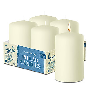 HYOOLA Ivory Pillar Candles 2x3 Inch - Unscented Pillar Candles - Set of 4 - European Made