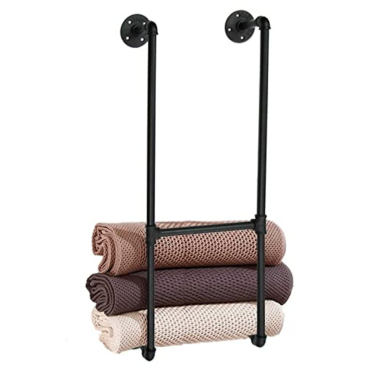 Bathroom Towel Rack, Wall Mounted Industrial Pipe Organizer Holder, Bath Hand Towel Washclothese Storage Holder, RV Camper Organizer Shelf