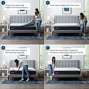 Lucid 2 Inch Mattress Topper Cover Full – Cover For Mattress Topper - Mattress Topper Cover with Zipper – Twin Mattress Cover - Cover Only