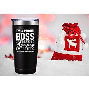 AMZUShome I Am A Proud Boss Travel Mug Tumbler.Funny Boss Day,Office Gifts.Moving Appreciation Retirement Birthday Christmas Gifts For Men Women Boss Boss Lady From Employees(20oz Black)