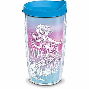 Tervis Mermaids Make Waves Insulated Tumbler with Wrap and Turquoise Lid, 10oz Wavy, Clear