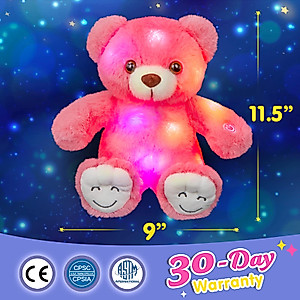 BSTAOFY Light up Plush Bears Gentle Smile Stuffed Animal Soft Fur Nightlight Toy Valentine's Day Gifts for Kids Birthday, 11.5"