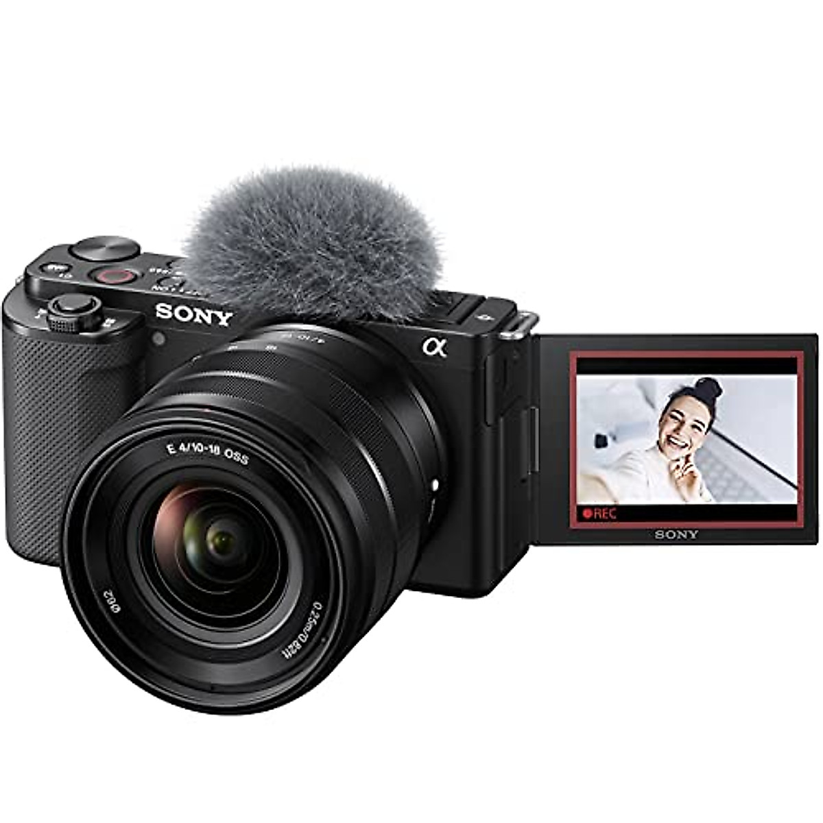 Sony ZV-E10 Mirrorless Alpha APS-C Vlog Camera Body and 10-18mm F4 OSS Wide-Angle Zoom Lens SEL1018 ILCZV-E10/B Black Bundle with Deco Gear Case + Extra Battery + Photo Video Accessories Kit