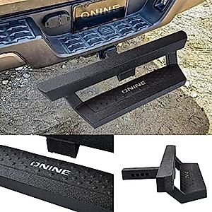 ONINE Texture Black Hitch Step with Hitch Lock and Stabilizer Fit 2” Receiver, Rear Bumper Guard, Hitch Armor