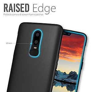 TUDIA Slim-Fit Designed for OnePlus 6 Case, [Arch S] Shockproof Lightweight Ultra Slim Flexible Soft TPU Protective Phone Case Cover - Black