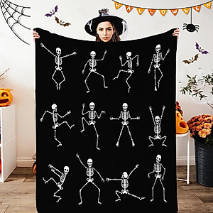 JOOCAR Halloween Skull Skeleton Throw Blanket: Luxury Soft Warm Funny Dance Halloween Dancing Cartoon Fun Joints Party Vintage Throw Blankets for Girls Boys for Sofa Couch Bed Chair 40" x 50"
