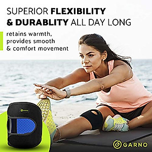 GARNO Knee Brace, Adjustable Neoprene Stabilizer for Meniscus Tear, Arthritis, Tendonitis, MCL, ACL, Pain Relief & Recovery, Tendon Support Strap for Running; Men & Women (Small/Medium Size)