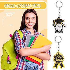 Sureio 30 Pcs Class of 2024 Graduation Keychains Gifts for 6 Designs Rubber Inspirational 2024 Grad Gifts Class of 2024 Decorations(Blue and Gold)