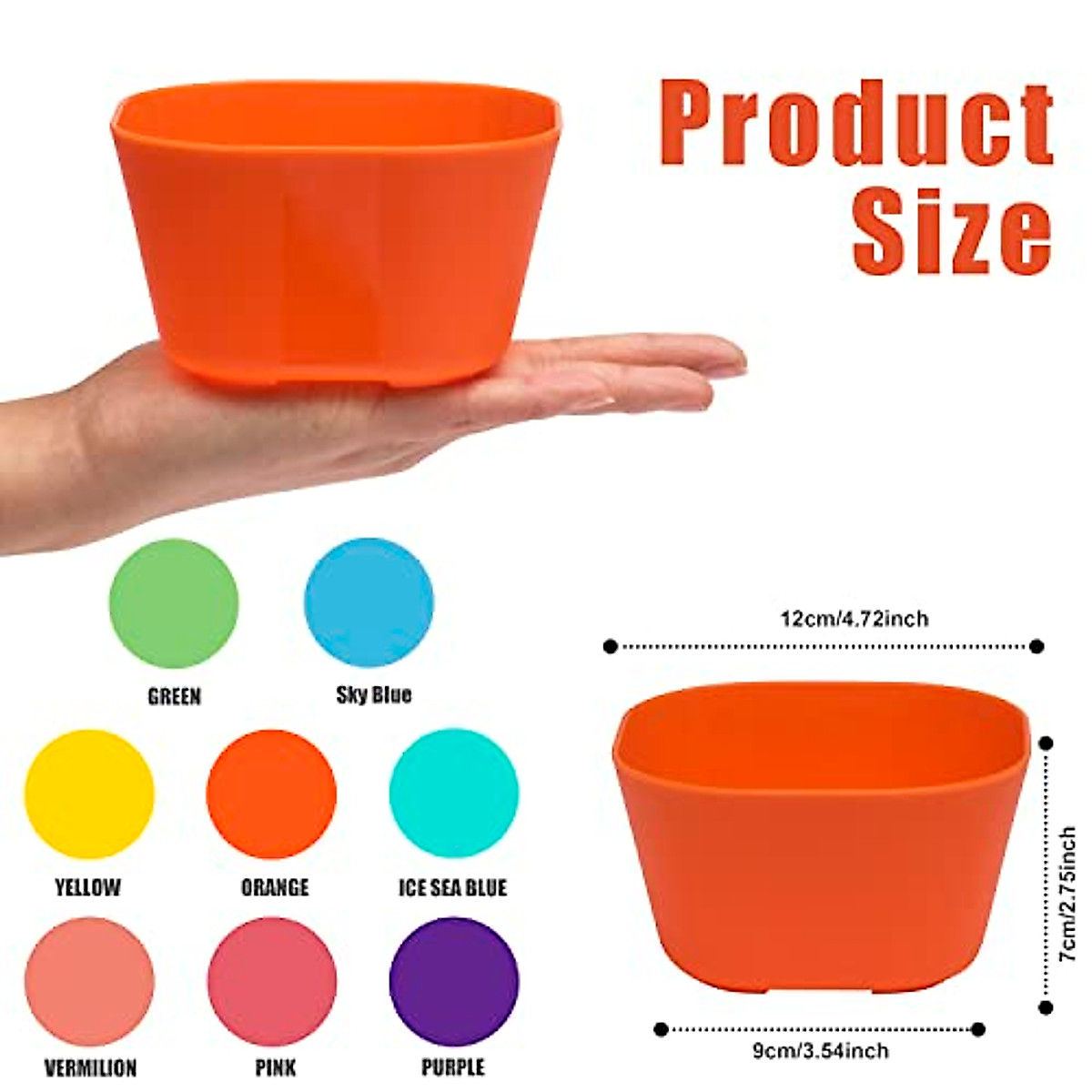 Klickpick Home 15 ounce Bowls Set Of 16 Kids colorful Snack Bowls set Toddlers Cereal Bowl Set Children Bowl Kid Microwave Dishwasher Safe BPA Free Bowls - 8 Colors