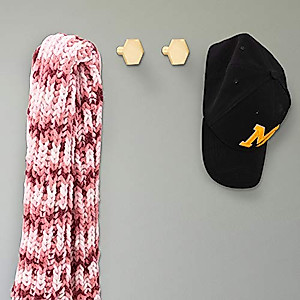 Modern Wall Hooks Made from Solid Brass. Ideal Purse Wall Hanger, Perfect for Coats, Jackets, Hats, Scarfs, Bags, Backpacks and More. Pack of 4 Decorative Coat Hooks - bilbyfox (Hexagon)