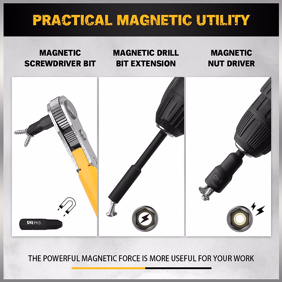 ELEAD 47-Piece Magnetic Nut Driver & Screwdriver Bit Set - Strong Magnetic Nut Drivers for Impact Drill, Power Nut Driver, Screwdriver Bit, Mini Ratcheting Wrench, Drill Bit Extension & Socket Adapter