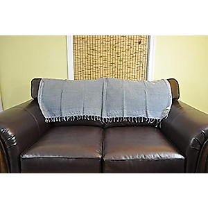 Stonewashed Turkish Throw Blanket in Denim Grey Blue, Soft, Cozy and Lightweight, Perfect for Use as a Love Seat or Sofa Throw, Partical Bed Cover, Beach Blanket or Yoga Blanket