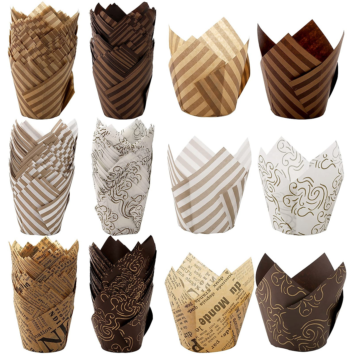 Lawei Set of 300 Tulip Cupcake Liner - Baking Paper Cups Muffin Liners Wrappers for Weddings, Birthdays, Baby Showers