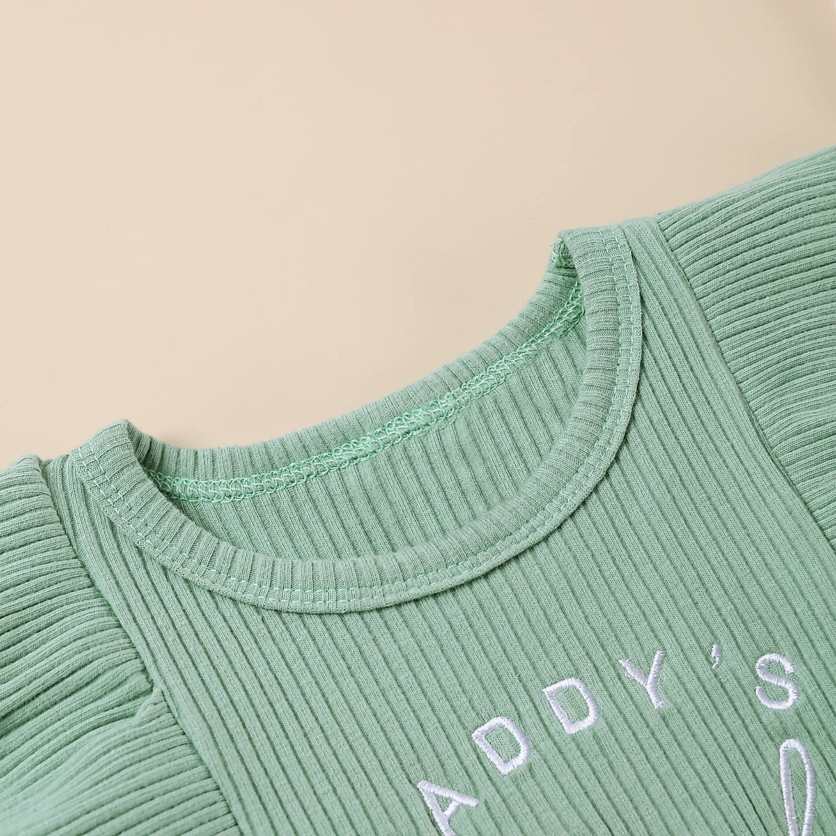 bilison Girl's Funny Letter Top Floral Pants With Headband Newborn Summer 3Pcs Sets Romper Outfit, Green-daddy's Girl, 0-3M