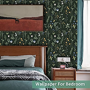 Cismmy Floral Removable Peel-and-Stick Wallpaper - Vintage Boho Design for Bedrooms, Bathrooms, Cabinets - Renter-Friendly, Easy Install, 118" x 17.7"