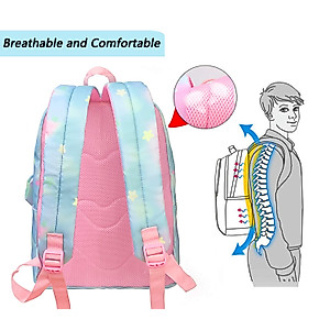 Suerico School Backpack for Girls,Lightweight Durable School Bags Waterproof Bookbag for Students (Sky Blue)