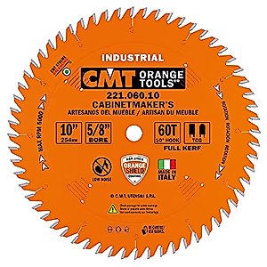 CMT 221.060.10 Industrial Cabinetshop Saw Blade, 10-Inch x 60 Teeth TCG Grind with 5/8-Inch Bore, PTFE Coating