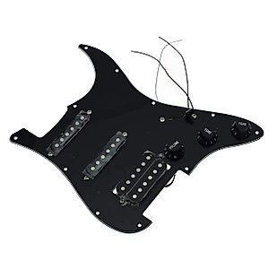 KAISH Prewired Loaded Strat HSS Pickguard for Squier or Import Stratocaster Black 3 Ply