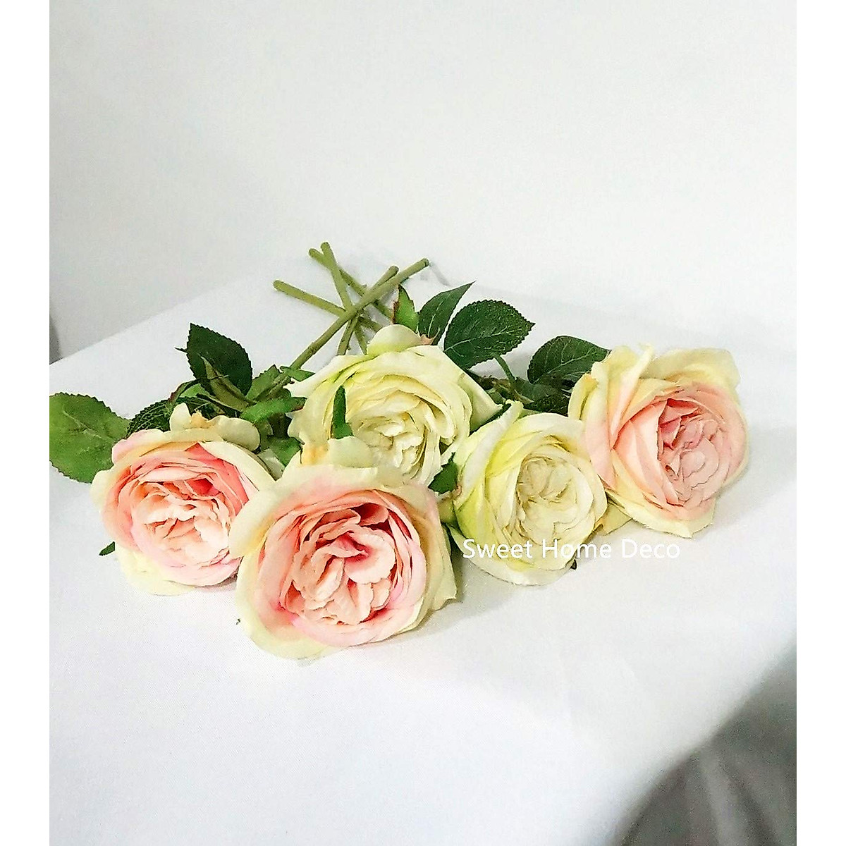Sweet Home Deco, 15''Silk English Rose, Artificial Garden Rose, Single Rose, Spring Rose, Realistic Rose, Wedding/Home/Party Decoration Rose (Pink x 3 Stems)