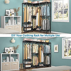VIPEK L40 L Shaped Garment Rack Heavy Duty Clothes Rack for Hanging Clothes, Freestanding Closet Wardrobe Rack Metal Clothing Rack for Corner, 53.75" L x 38" W x 76.4" H, Load Capacity 950 LBS, Black