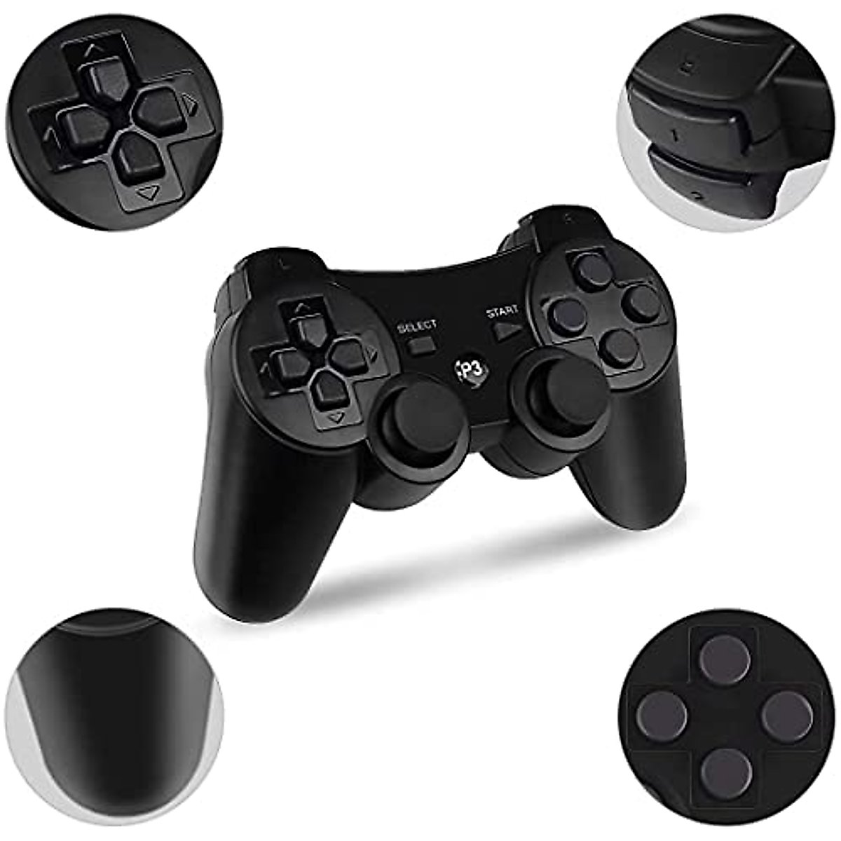 Kolopc Wireless Controller Compatible for PS3 Console, Double Vibration, 6-Axis Gyro Sensor, Upgraded Joystick Motion Gamepad with Charging Cable (Black Skull and Galaxy)