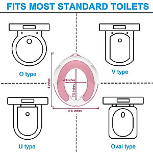 HEETA Potty Training Seat for Boys Girls Kids Toddler, Non Slip Potty Training Toilet with Handle, Easy Clean (Pink)