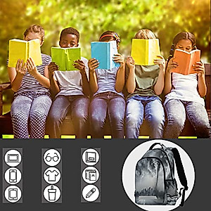 Glaphy Tornado Black Backpack for Boys Girls Kids, Laptop Bookbag Lightweight Travel Daypack School Backpacks