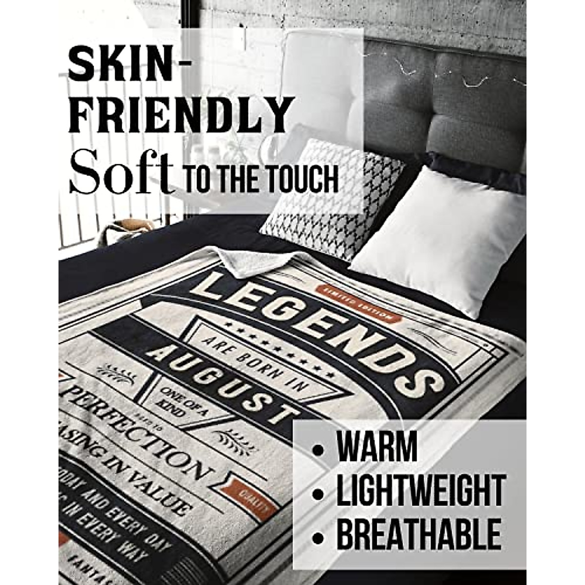 InnoBeta Birthday Gifts for Men, Novelty Personalized Men Birthday Gift Ideas Legends are Born in March - Gifts for Him, Dad, Husband, Brother - Flannel Throw Blanket, White & Blue, 50"x 65"