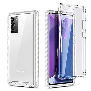 NZND Case for Samsung Galaxy Note 20/Note 20 5G with [Built-in Screen Protector], Full-Body Shockproof Protective Rugged Bumper Cover, Impact Resist Durable Phone Case (Clear)