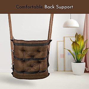 Soft Leather Velvet Hanging Swing Chair, Jhula for Adults, Swing for Indoor/Outdoor, Home, Balcony & Garden, 200 Kgs Weight Capacity (Cotton,Brown, Free Hanging Accessories)