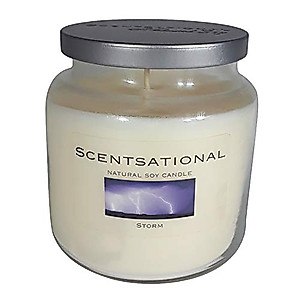 Scentsational Storm Jar Scented Candle - Fresh After Rain Breeze - Hand-Poured White Natural Soy Wax with Wooden Lid - Single Lead-Free Wick - 19 oz