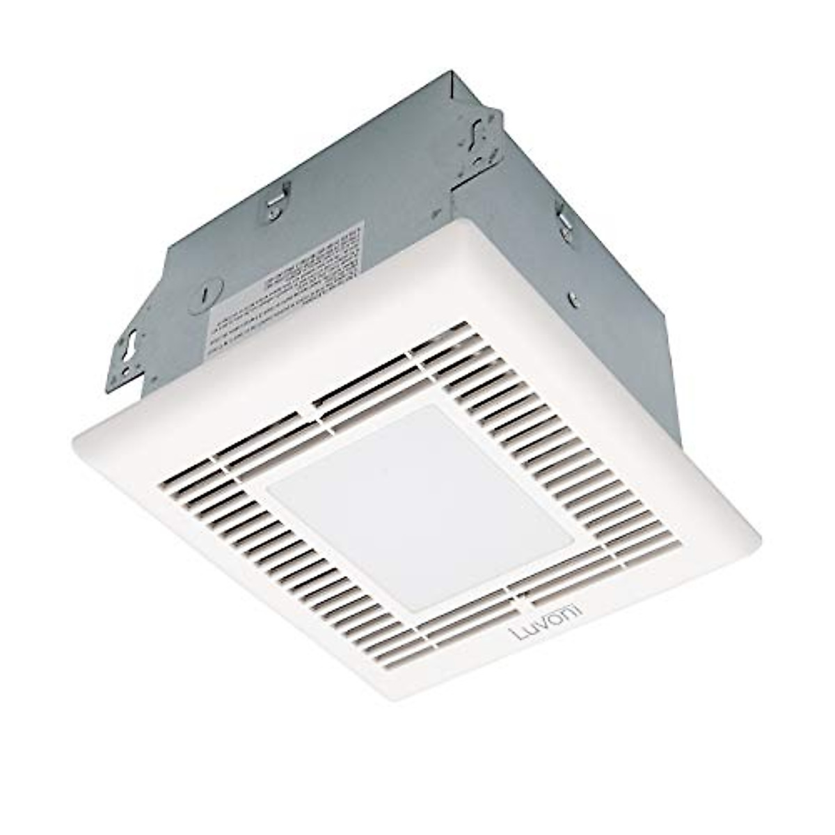 Maxxima Luvoni 80 CFM Bathroom Exhaust and Ventilation Fan - 3000K Warm White 600 Lumen LED Light, Quiet 1.5 Sones Operation, White Grill Ceiling Fan