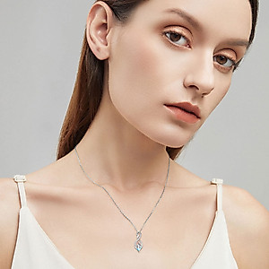 PROESS Daughter Necklace from Dad Mom Sterling Silver Father Daughter Gifts, Infinity Heart Pendant March Birthstone Necklace to Daughter