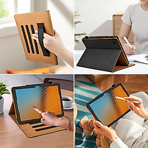 MAISON Case for Samsung Galaxy Tab A8 10.5 Inch 2022 Model (SM-X200/X205/X207) - Multi-Angle Viewing Smart Stand Back Cover with Pocket Auto Wake/Sleep, Pencil Holder (Black)