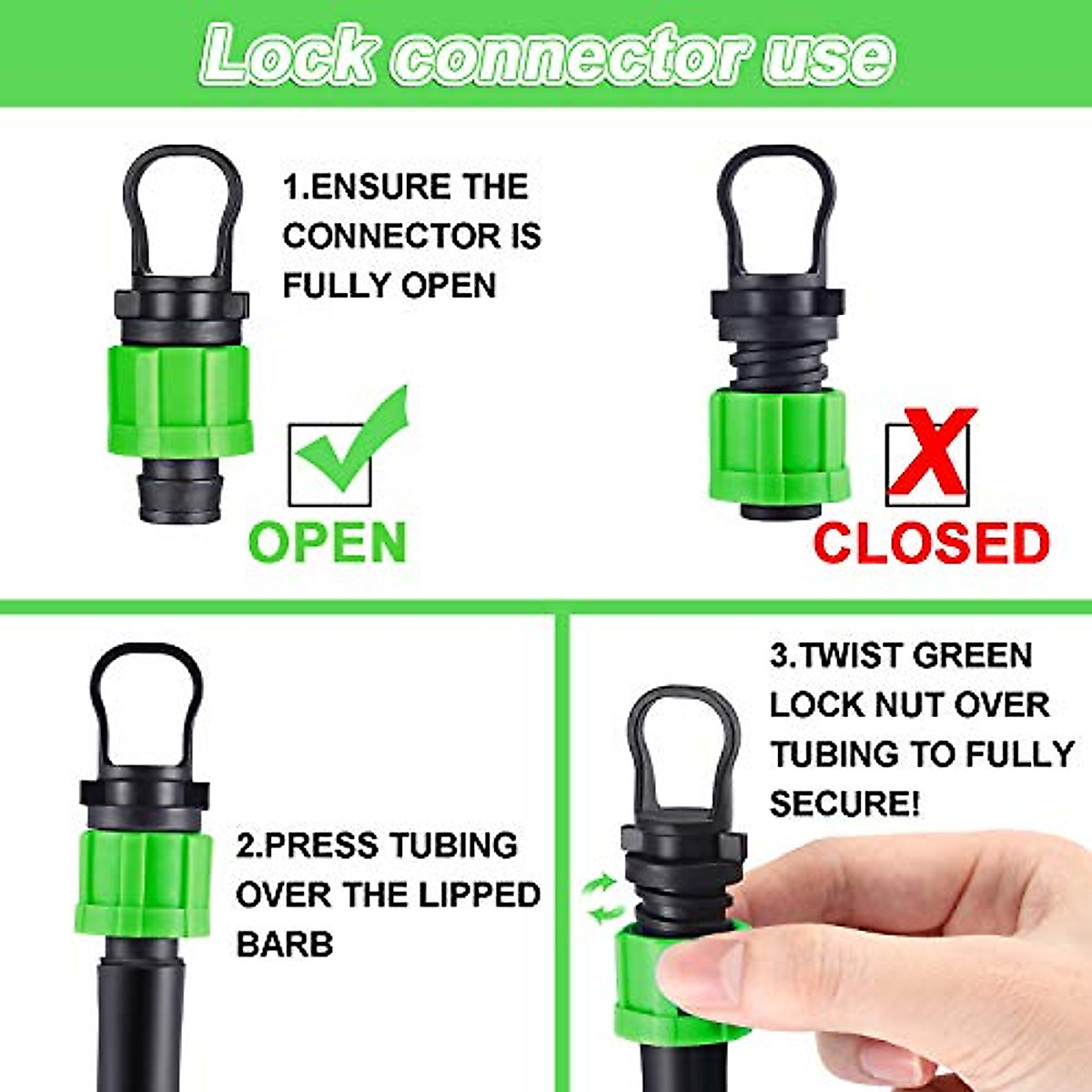 Hotop 12 Pieces Drip Irrigation Tubing End Cap Plug 1/2 Inch Universal End Cap Fitting, Compatible with 16-17mm Drip Tape Tubing Sprinkler System (Green)