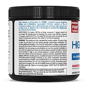 PEScience High Volume Nitric Oxide Booster Pre Workout Powder with L Arginine Nitrate, Raspberry Lemonade, 36 Scoops, Caffeine Free