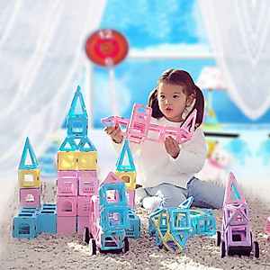 MAGBLOCK 102 Piece Magnetic Tiles Toys for 3 4 5 Year Old Girls Boys, Castle Magnet Toy Building Block for Kids Toddlers, Magnetic Blocks Montessori STEM Toys for Toddler Girls Gifts