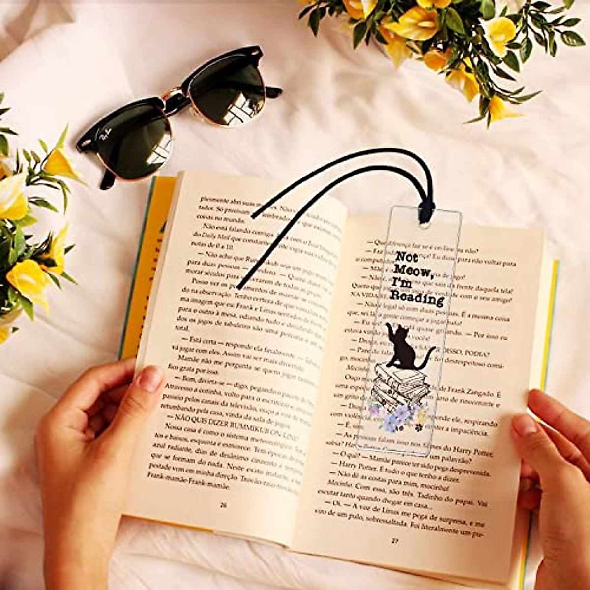 Thank You Gifts - Not Meow I'm Reading Inspirational Bookmark Gifts, Friendship, Women Friends Coworkers Girls Lovers Daughter Gifts New Job Gifts for Her - Inspirational Bookmark