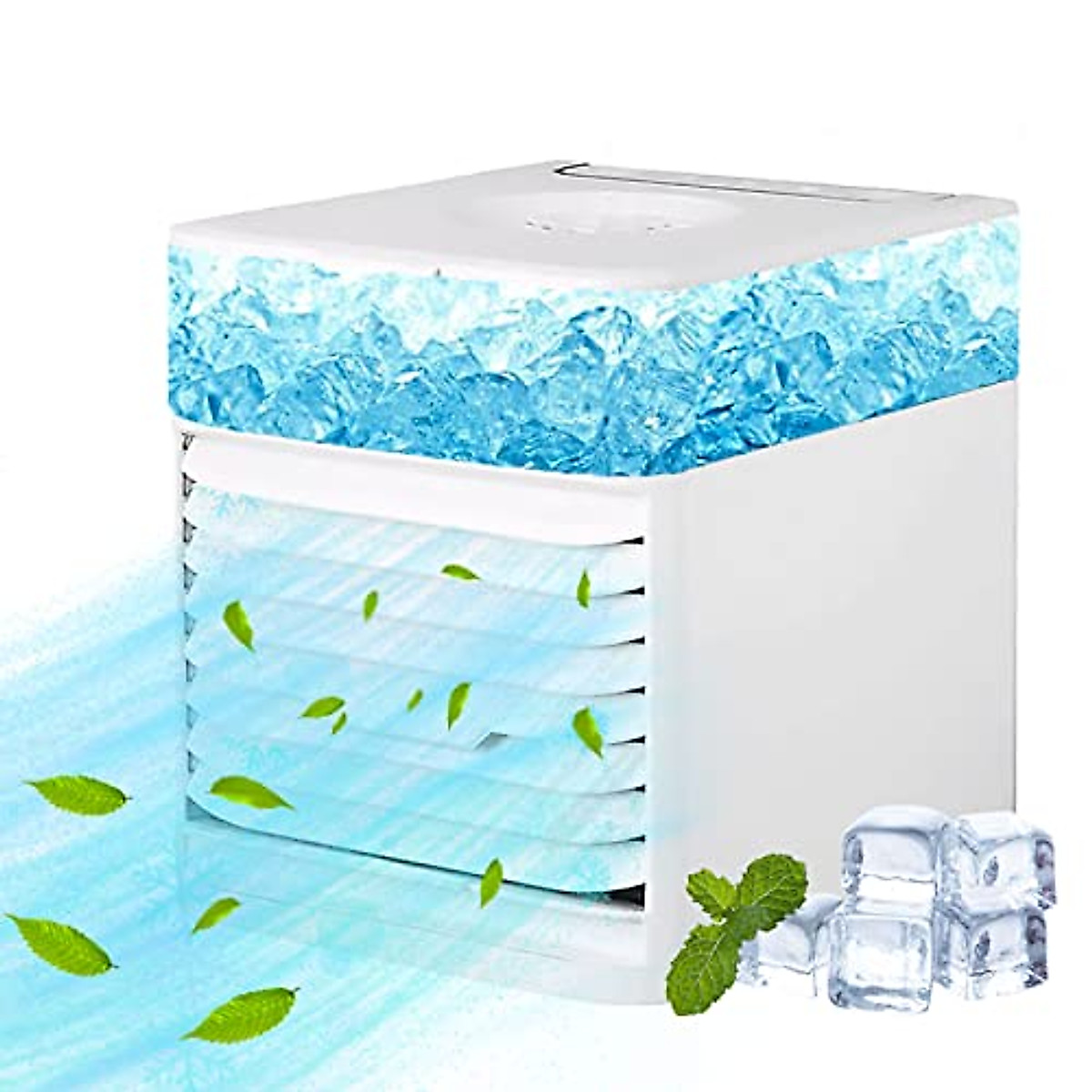 coosolvo Portable Air Conditioner, Personal Air Cooler with Quiet 3 Wind Speeds, Cooling Fan with Large Water Tank, Mini AC Unit with 7 Color Light, USB Small Air Conditioner for Home