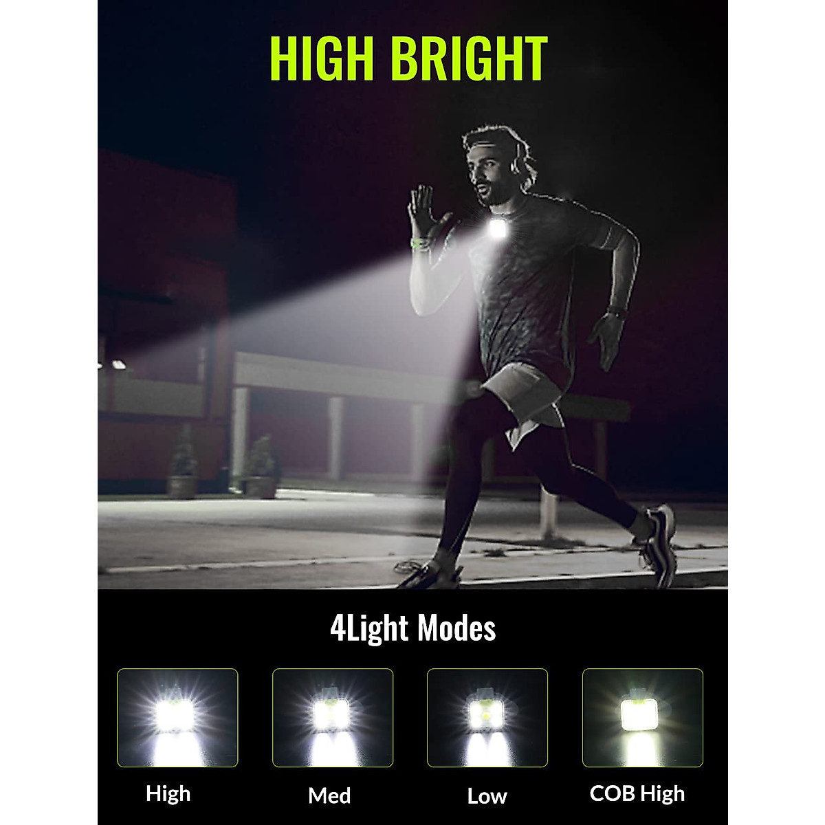 unibrite Running Light,2Pack LED Safety Light for Runners, 4 Light Modes Clip On Running Lights with Rechargeable Battery for Running, Hiking, Jogging, Outdoor Adventure