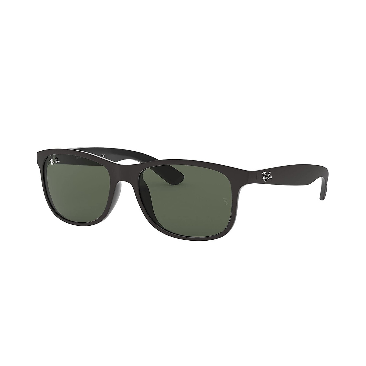 Ray-Ban RB4202 Andy Rectangular Sunglasses, Matte Black On Black/Dark Green, 55 mm