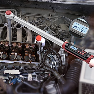 Leolee 1/2-Inch Drive Digital Torque Wrench with Angle, 12.5-250.8 ft-lb/17-340 Nm, Electronic Torque Wrench with Preset Value, Data Storage, Buzzer, LED Flash Notification for Motorcycle, Car