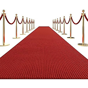HOMBYS 450 GSM Thickness Red Carpet Runner for Party, Extra Thick & Non-slip Felt Rug Red Aisle Runner Rug for Special Events, Wedding Hollywood Oscars, 2.6 * 30 ft