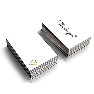 RXBC2011 100 Little Thank You Cards Gold Heart Design Bulk Thank you Notes for All Occasions 3.5 x 2 Inch