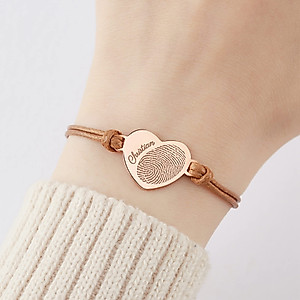 Centime Thumbprint Bracelet Memorial, Fingerprint Jewelry, Mom Jewelry Gifts, Memorial Gifts for Loss of Mom, Sympathy Gifts, 925 Sterling Silver, 18K Gold Plated